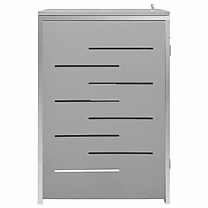 vidaXL Stainless Steel Frame Single Wheelie Bin Shed with Galvanized Steel Panels - Rust-Resistant, Lockable and Air-Circulating Design, Convenient Lid & Springs, Gray