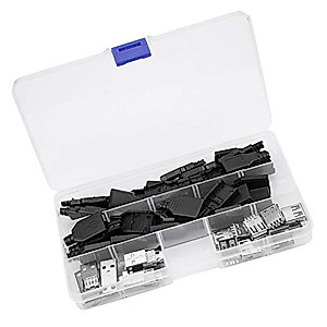 Tomantery 4 Pin Good Conductivity Connector Brass Contacts Female for Electronic Design with Black Plastic Shell