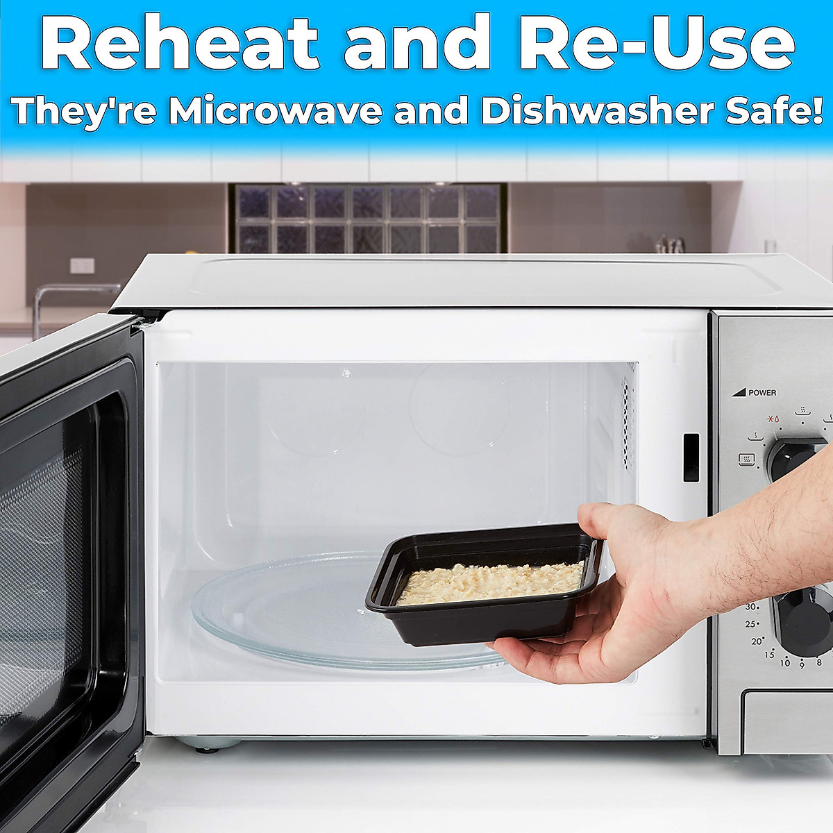 Pro Grade, BPA Free Plastic Containers with Lids, 25ct. 12oz, Leakproof, Microwavable Portion Container for To-Go Orders, Food Prep and Storage. Reusable Bento Boxes for Restaurant, Cafe and Catering