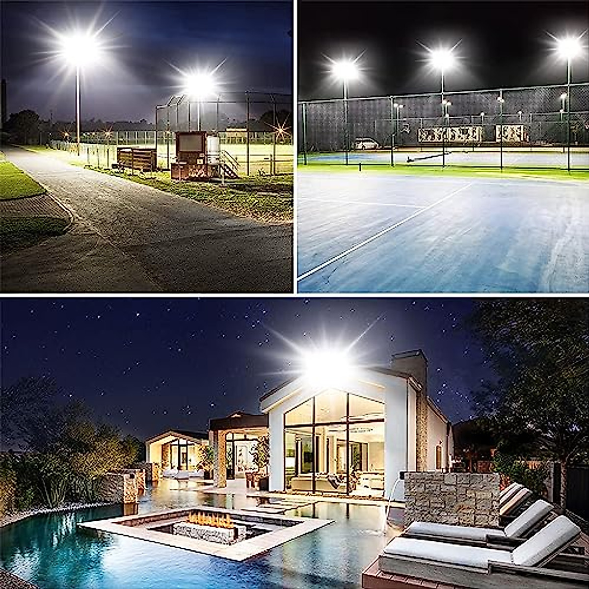 STASUN LED Flood Lights Outdoor, 300W 27000LM Dusk to Dawn Security Light with Photocell, IP66 Waterproof, 5000K, 3 Heads Adjustable Wide Outside Lighting for Area Parking Lot, Yard, Street, Stadium