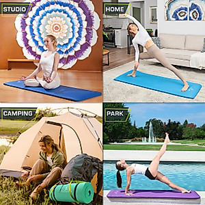 ProsourceFit Extra Thick Yoga and Pilates Mat ½” (13mm) or 1" (25mm), 71-inch Long High Density Exercise Mat with Comfort Foam and Carrying Strap, Aqua