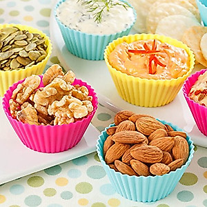 Silicone Cupcake Baking Cups Jumbo Muffin Liners Reusable Non-stick Cake Molds Sets (24-Pack)