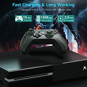 YCCSKY Wireless PC Controller for Gaming, Wireless Game Controller for Windows 7/8/10/11 with 2.4GHz Adapter, with Turbo Function, Dual Vibration and Share Button (2.4G Wireless, Black/Green)