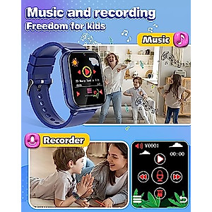Fiechcco Kids Smart Watch Boys 4-6, Kids Watch Boys Gifts for Age 6-8 Birthday Christmas Stocking Stuffers for Kids Gifts for 3 5 7 6 8 Year Old Gift Ideas (Blue)