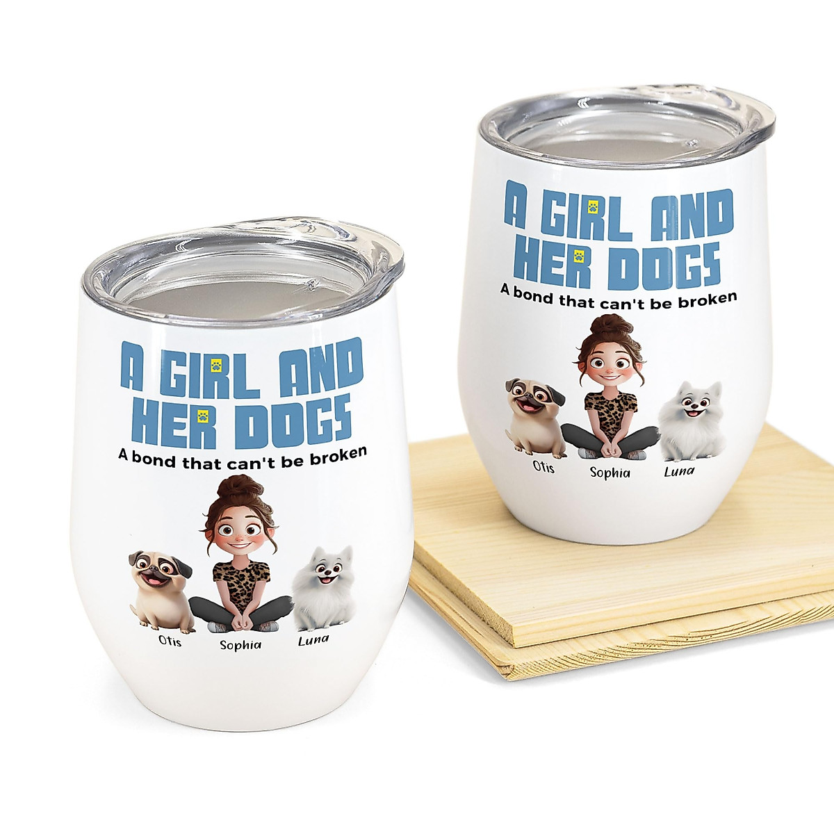 Macorner Personalized Dog Mom Gifts For Women Wine Tumbler, Unbreakable Bond Of A Girl & Her Dogs, Dog Lovers Gifts For Women, Best Gifts For Dog Lover, Dog Mom Gifts, Gifts For Dog Mom