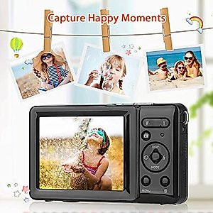 Digital Camera for Photography, FHD 1080P 20MP Point and Shoot Camera with 2.8" TFT LCD, Compact Rechargeable Vlogging Cameras for Kids,Beginner,Students,Teens,Elders (Red)