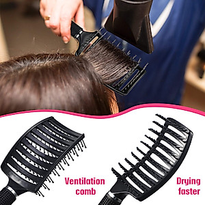 Patelai 4 Pieces Vent Hair Brushes Detangling Curved Brushes Massage Vented Styling Hair Comb Barber Hairdressing for Women,4 Color