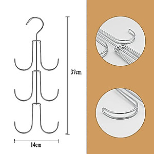 BONYCUST Purse Organizer for Closet, 2 Pack Purse Hanger with 6 Hooks Metal Handbag Storage Hook for Handbag, Purses, Hat, Scarf (Silver)