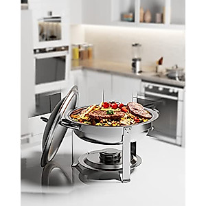 Halamine 2 Packs Round Chafing Dish Buffet Set 5 Quart Stainless Steel Chafer for Catering, Chafers and Buffet Warmers Sets w/Water Pan, Food Pan, Fuel Holder and Lid for Event Party Holiday