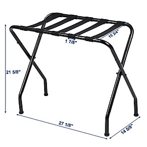 Guangshuohui Metal Folding Luggage Rack,26.77 x 15.75 x 22'' Portable Steel Folding Suitcase Stand for Guest Room Bedroom Hotel,Black