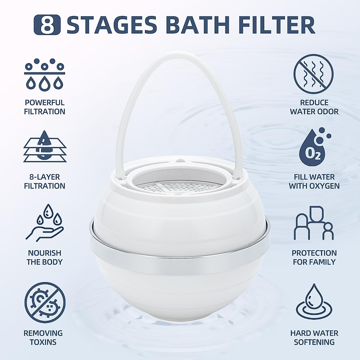 Bath Ball Filter, Bath Ball Water Filter, Bathtub Water Filter, Bath Ball Bathtub Water Filter for Tub Faucet - BPA Free - White