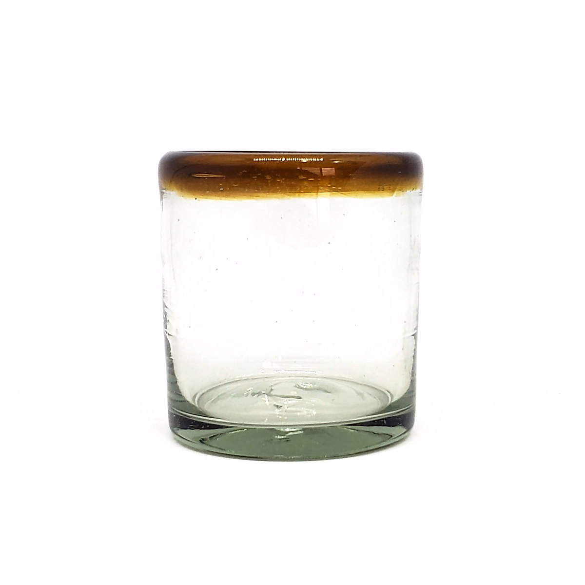 Amber Rim 8 oz DOF Rock Glasses (set of 6), Recycled Glass, Lead-free, Toxin-Free (DOF Rocks)