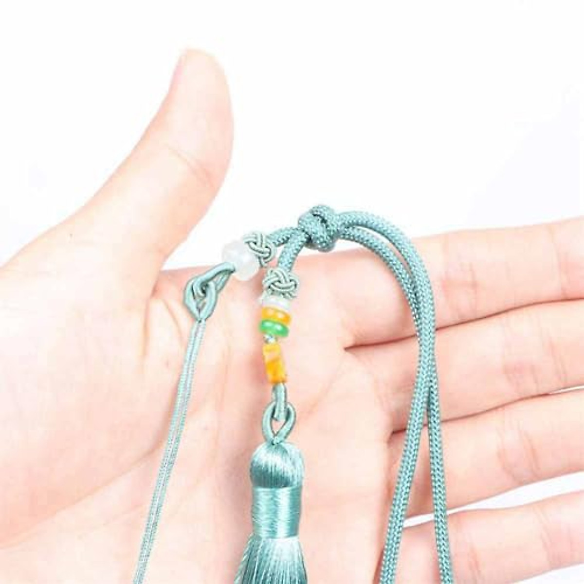 SHTGOI 5 pcs Chinese Tassel Pendant Silk Tassel Pendant with Jade and Beeswax Handmade Colorful Beads Tassels for Bookmarks Tassels Keychains Car Pendant Jujube Red