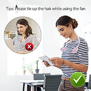 SkyGenius Rechargeable Hand Free Portable Neck Fan, Battery Operated Mini Personal Necklace Fan(Pink)
