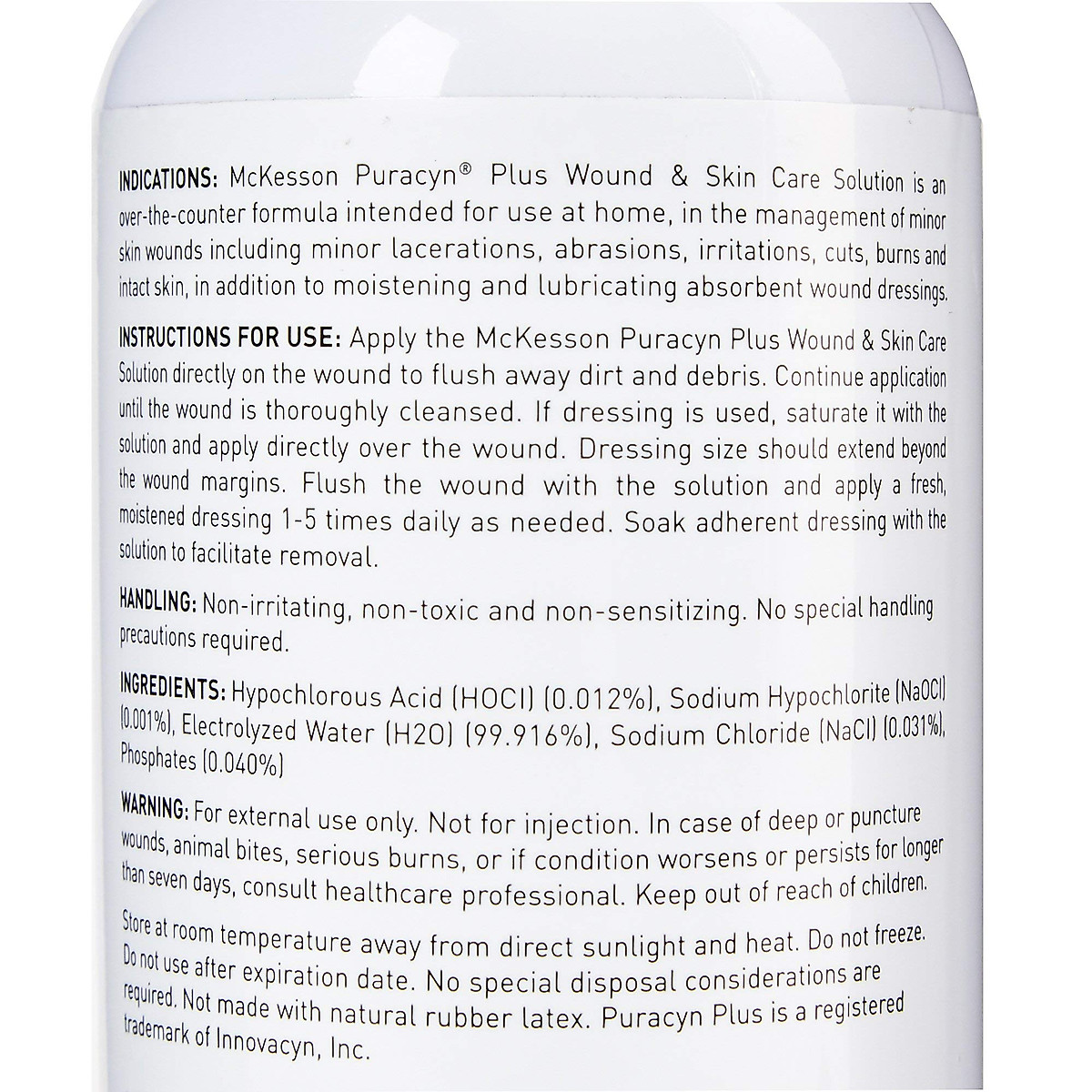 McKesson Puracyn Plus Wound and Skin Care Solution, Would Irrigation Solution, 16.9 fl oz, 1 Count