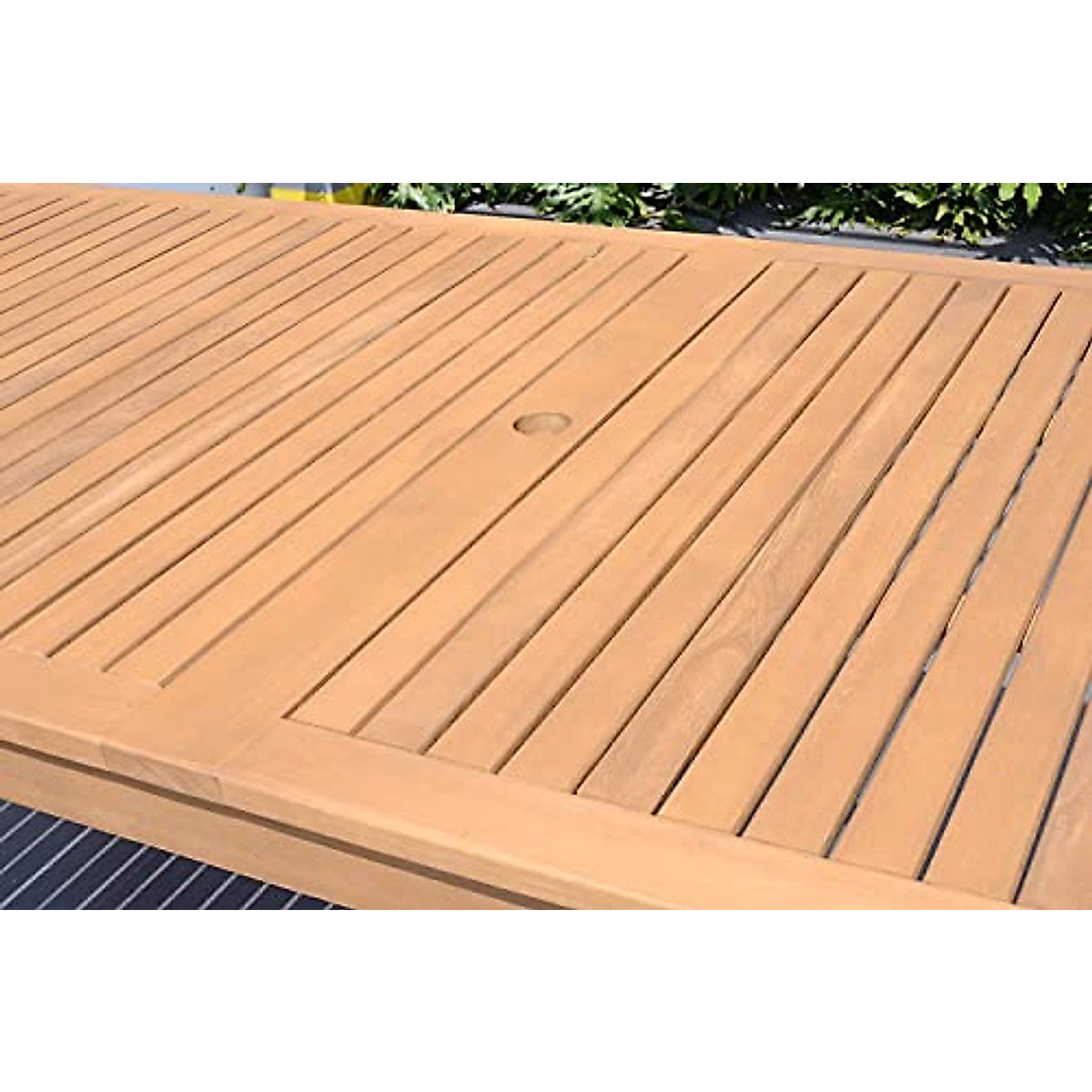 Brampton Patio Brampton Venice 7-Piece Rectangular Dining Set | Light Teak Finish and Grey Chairs | Ideal for Patio and Outdoors