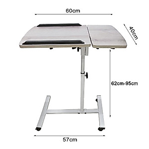 COSDACE Foldable Laptop Table for Sofa, Adjustable Height Desk Table Workstation Rolling Table, Portable Overbed Mobile Computer Table with Wheeled & Metal Frame for Home, Office, Study