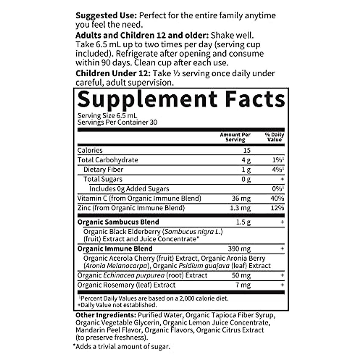 Garden of Life Mykind Organics Plant Based Elderberry Immune Syrup 6.59 fl oz (195 Ml) for Kids & Adults: Sambucus, Echinacea, Zinc & Vitamin C, 0g Sugar, Organic Vegan Gluten Free Herbal Supplement