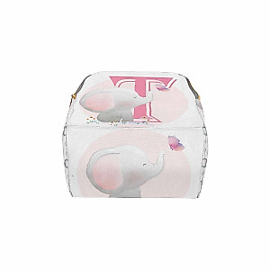 Newcos Personalized Cute Doodle Elephant with Floral Diaper Backpack with Custom Name Shoulder Mommy Baby Bag