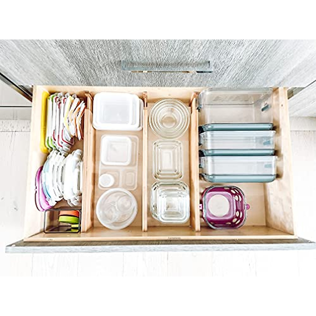 Lipper International 8897 Bamboo Wood Custom Fit Adjustable Deep Kitchen Drawer Dividers, Set of 2