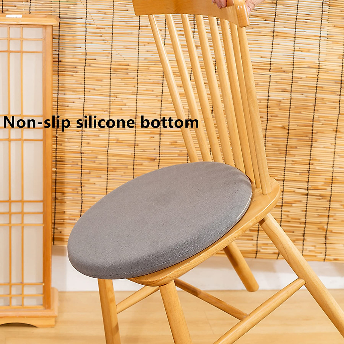 Bar Stool Cushions Round 16 Inch Memory Foam Seat Cushion Non Slip Cushion Cover Japanese Style Tatami Kitchen, Home, Office Chair Pads with Zipper Washable (Beige, 16X1.6 inch)