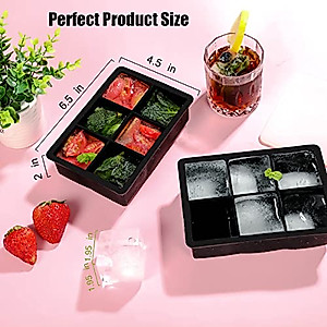 Large Ice Cube Tray 2 Pack Silicone Ice Cube Trays with Lid for Freezer Stackable Ice Cube Mold for Making Large Square Ice Cubes for Cocktails & Bourbon- Black