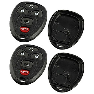 Key Fob Shell fits 2007-2015 Buick Cadillac Chevy GMC Saturn Keyless Entry Remote Case & Button Pad (15913415, OUC60221), Set of 2
