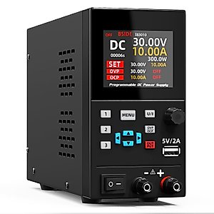 BSIDE DC Power Supply Programmable 30V 10A Adjustable Switching Regulated Lab Power Supply Small Variable Bench Power Supply with Encoder and USB DC Output Power Supply