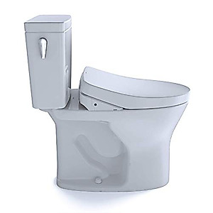 TOTO MW7463056CEMFGA.10#01 Drake WASHLET Two-Piece Dual Universal Height with 10 Inch Rough-in DYNAMAX Tornado Toilet with Auto Flush S550e Bidet Seat, 1.28 and 0.8 GPF, Cotton White