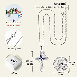 YL Butterfly Cross Necklace Sterling Silver Cubic Zirconia Rose Pendant Created Tanzanite Crucifix Jewelry for Women