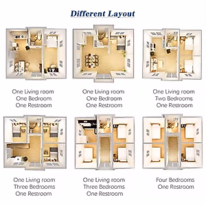 Weatherproof, Wind Resistant, Anti-Corrosion Tiny Expandable Prefab House to Live in 1 Bathroom, 3 Bedrooms & 1 Kitchen- for Small Family, Modular Guest House – 20 FT 3 in 1 Tiny Backyard House