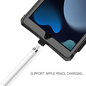 MRUOZRUI 10.2 Waterproof Case Compatible with iPad 9th 8th 7th Generation 2021/2020/2019, Built-in Screen Protector with Strap Stand Pencil Holder, Full Body Heavy Duty Protective Shockproof
