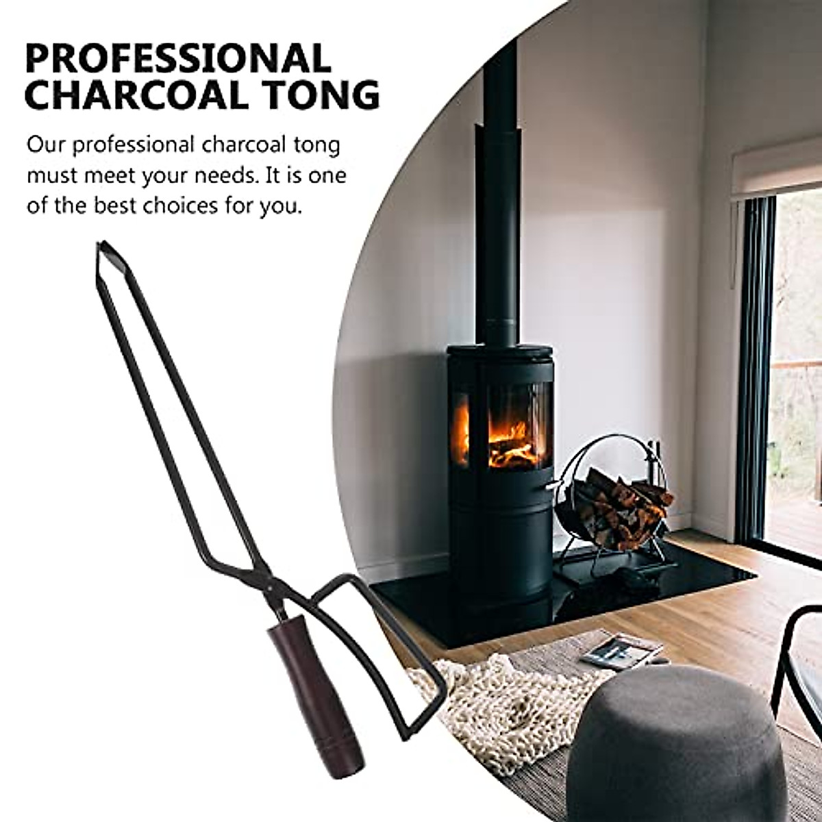 Happyyami 3 pcs fireplace carbon clip barbeque tool barbecue carbon clip Heavy- Duty Log campfire log grabber fire place accessories dessert tong bbq tongs garbage tong long iron pliers Wood