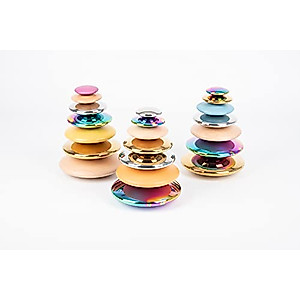 TickiT Sensory Reflective Buttons - Gold - Set of 7 - Ages 0m+ - Mirrored Discs for Babies and Toddlers - Sensory Stacking Toy