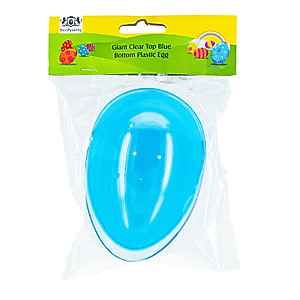 Large Fillable Clear Top Blue Bottom Plastic Easter Egg 5.1 Inches