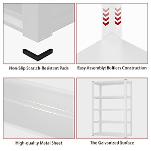 Garage Shelving 1650LBS Storage Shelves Heavy Duty Garage Shelves 5 Tier Adjustable Metal Shelves for Garage Storage Rack Heavy Duty Shelving Industrial Utility Shelf, 36" W x 72" H x 16" D, White