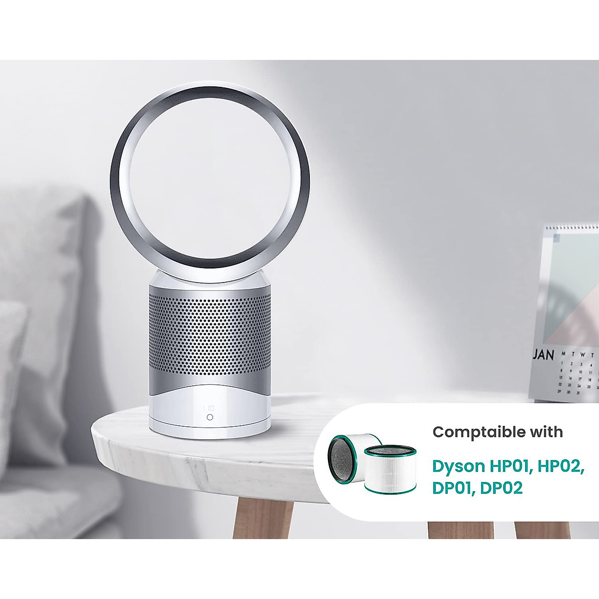 2-Pack MESTICA HP01/HP02 Air Purifier Replacement Filter, 3-in-1 H13 Ture HEPA Air Replacement Filter for Dyson Pure Hot + Cool Link Air Purifier HP01, HP02, DP01,DP02