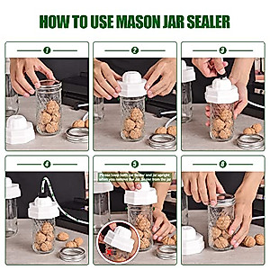 Universal Jar Sealer for Regular and Wide Mouth Mason Jars, Compatible with All Brands Vacuum Sealers, Made of Premium Food Grade Silicone, BPA Free, Canning Attachment Kit Supplies, 2 Pack, White