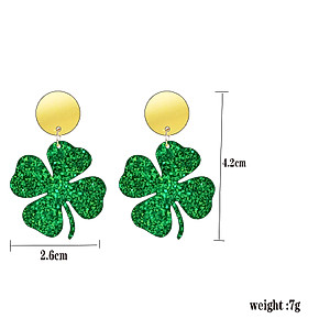 St. Patrick's Day Earrings for Women,Irish Shamrock Acrylic Dangle Earrings, Green Hat Clover Horseshoe Drop Earrings for Irish Festival (A)
