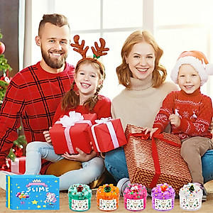 5 Pack Jelly Clear Slime Kit,Cute Toys and Stickers,Super Soft and Non-Sticky, Party Favors and Stress Relief Toy for Girls and Boys,DIY Slime Toy for Kids