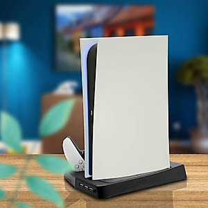 HEATFUN PS5 Cooling Fan Stand, Fast Charger for PS5 Dual Sense Controllers, PS5 Vertical Stand for PS5 Disc & Digital Editions