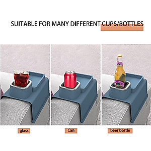 BOUTICOL Couch Tray Sofa Arm Cup Holder Tray Coaster Holder Silicone Anti-Spill and Anti-Slip Armrest Cup Holder Suit for Armchair, Sofa, Recliner, Couch Remote Control and Phone Organizer (Blue)