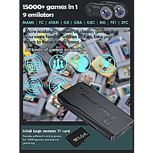 Fadist Retro Game Console, Built in 15000 Classic Games, 4K HD Output,with 2 Ergonomics Controllers, Plug and Play Game Console, Ideal Gift for Kids, Adult, Friend, Lover