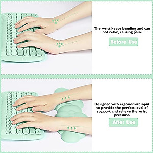 ATTACK SHARK Cloud Mouse Pad Wrist Support and Keyboard Wrist Rest,Ergonomic Design for Typing Pain Relief,Memory Foam Wrist Rest Leather Cup Coaster,Lightweight Desk Gel Hand Wrist Rests(Green)