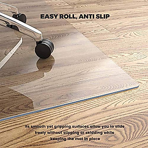 Yecaye Office Chair Mat for Hardwood Floor, 48"×36" Clear Office Floor Mat, Computer&Desk Chair Mat, 2mm Thick PVC Heavy Duty Floor Protector Chair Mats for Rolling Chairs, Can't be Used on Carpet