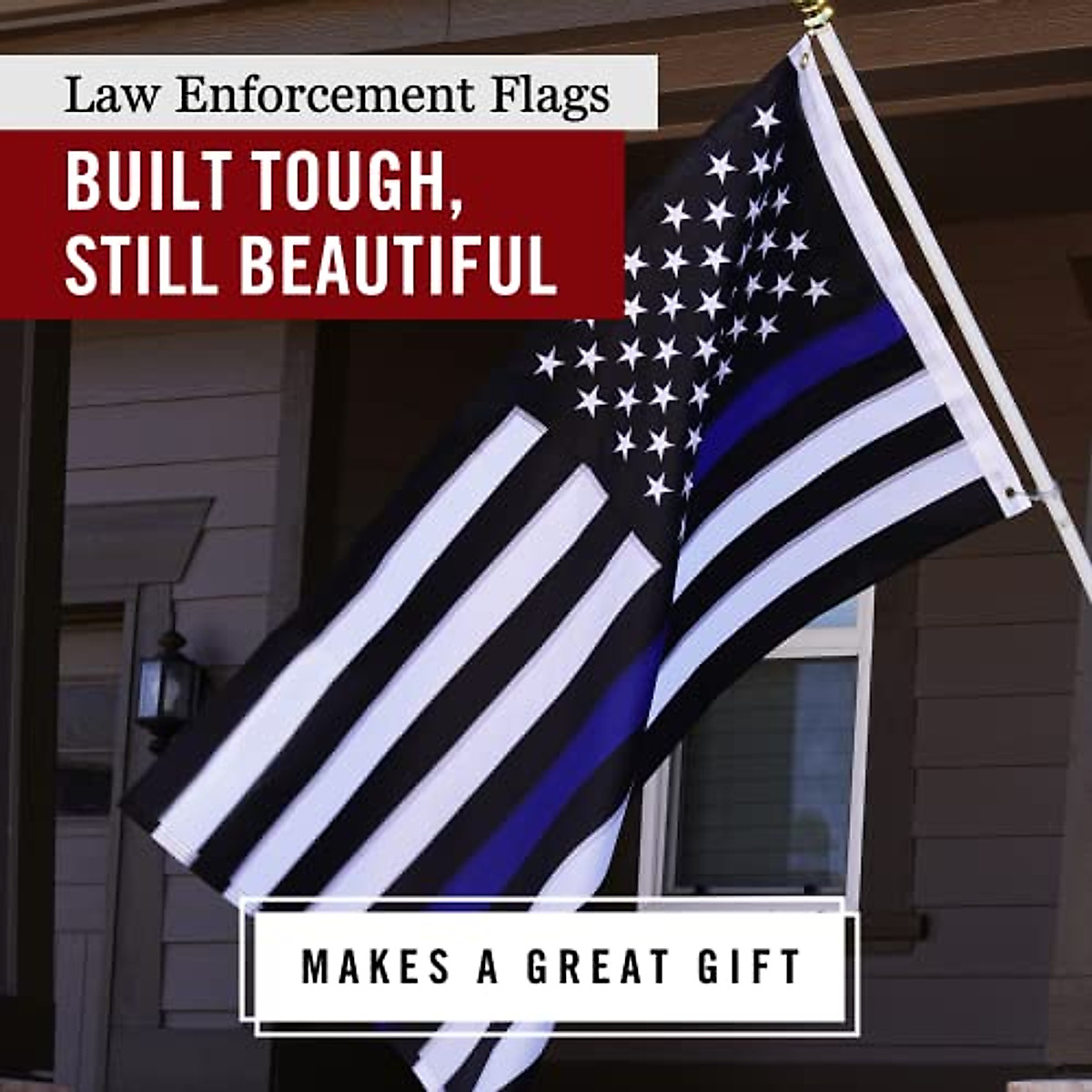 Thin Blue Line USA Flag 3x5 ft | Heavy Duty Police Flag | Back The Blue | Blue Lives Matter Flag | Quadruple Stitched Fly End | Durable High-Performance 210D Nylon for High Winds | Brass Grommets