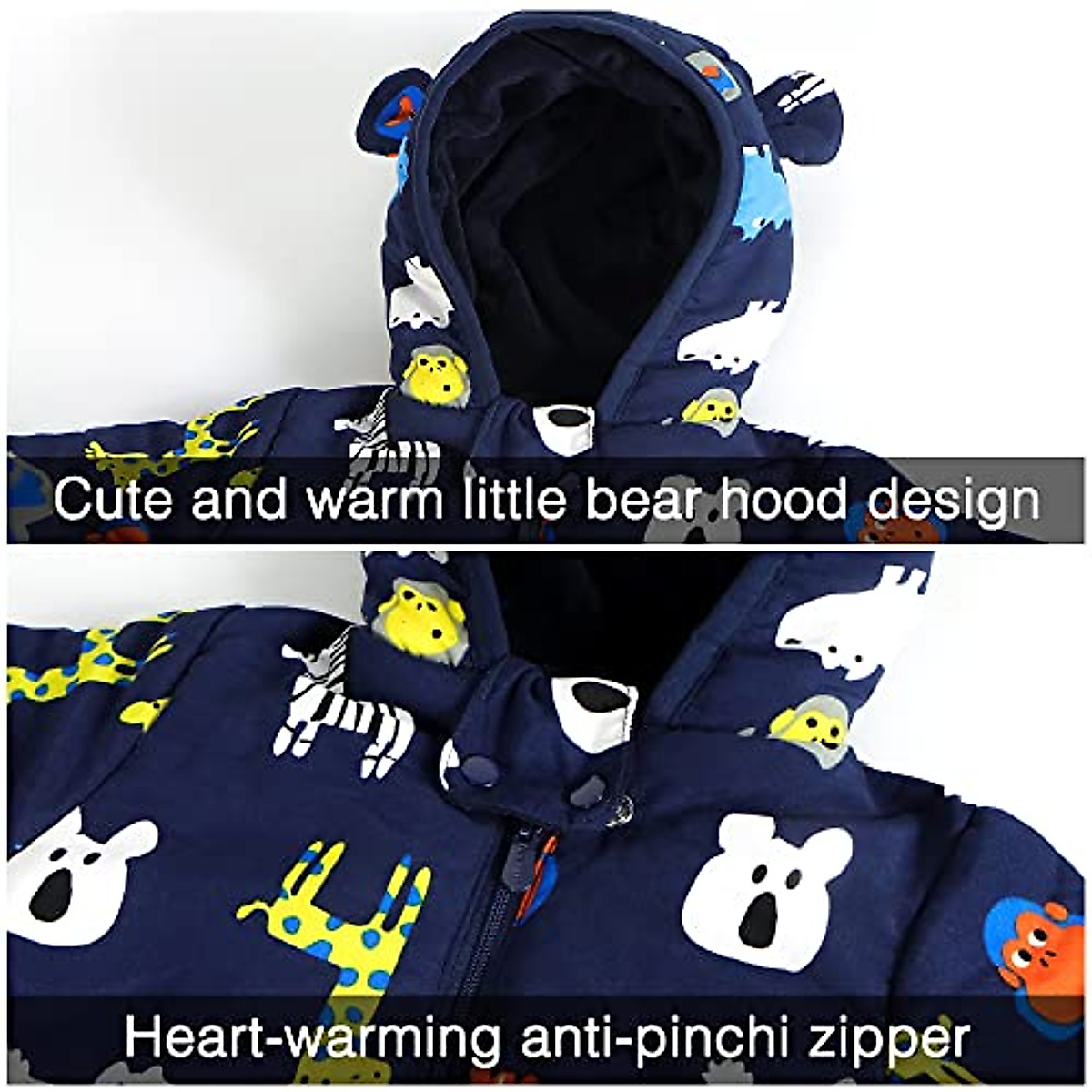 DDY Baby Girl Boy Hooded Romper Snowsuit with Booties Jumpsuit Infant Onesie Winter Outfits Jacket 6-9 Months