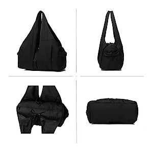 Shoulder Bag for Women, Waterproof Shopping Lightweight Work Purse and Handbag Travel Beach Tote Nylon Large Capacity Hobo (8022-BLACK)