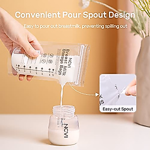 NCVI Breastmilk Storage Bags, 90 Count Milk Storage Bags for Breastfeeding, 7oz Breast Milk Storage Bags with Temp-Sensing, Doubled-Sealed, Hygienically, Self Standing, Easy Pour Spout, BPA Free