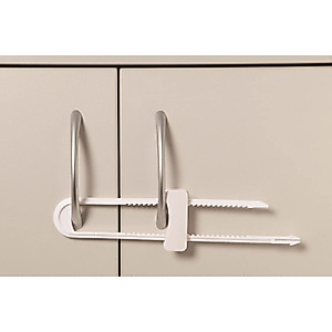 Dreambaby Sliding Cabinet Locks - Child Proof Cabinet Latches - For Kitchen, Bathroom Storage Doors Handles & Knobs - Suitable for Round & D-Shaped Handles - 6 Pack - White - Model L715